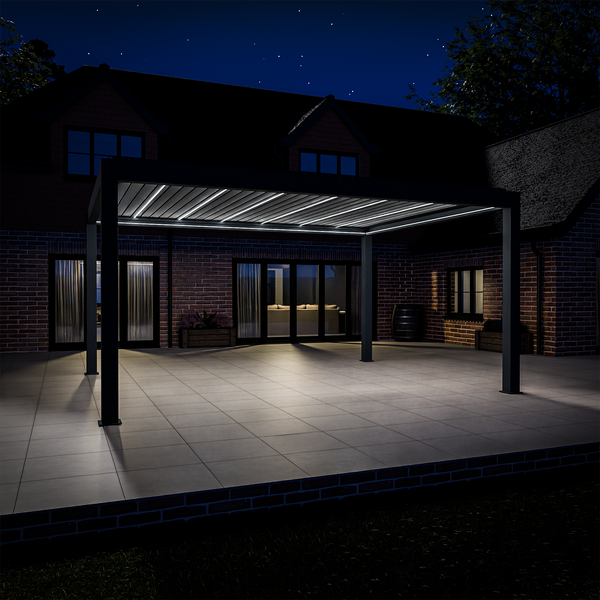 Bracken Outdoors Meridian 5m x 4m Grey Motorised Aluminium Garden Perg ...