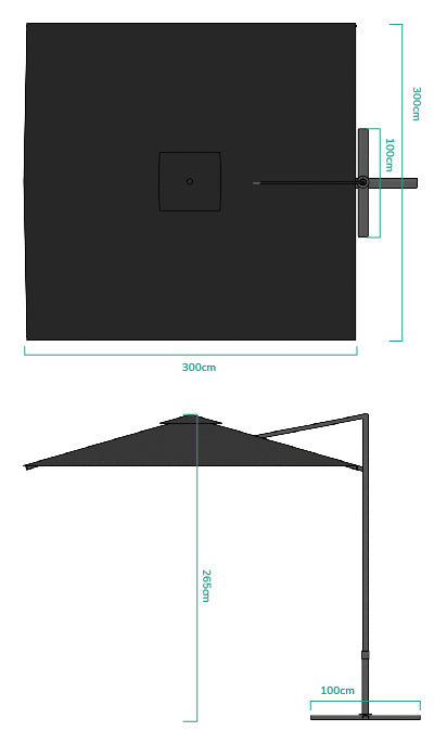 Bracken Outdoors Milan Grey 3m x 3m Square Cantilever Parasol - Garden ...