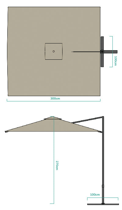 Bracken Outdoors Napoli Sand 3m x 3m Square Cantilever Parasol With LE ...