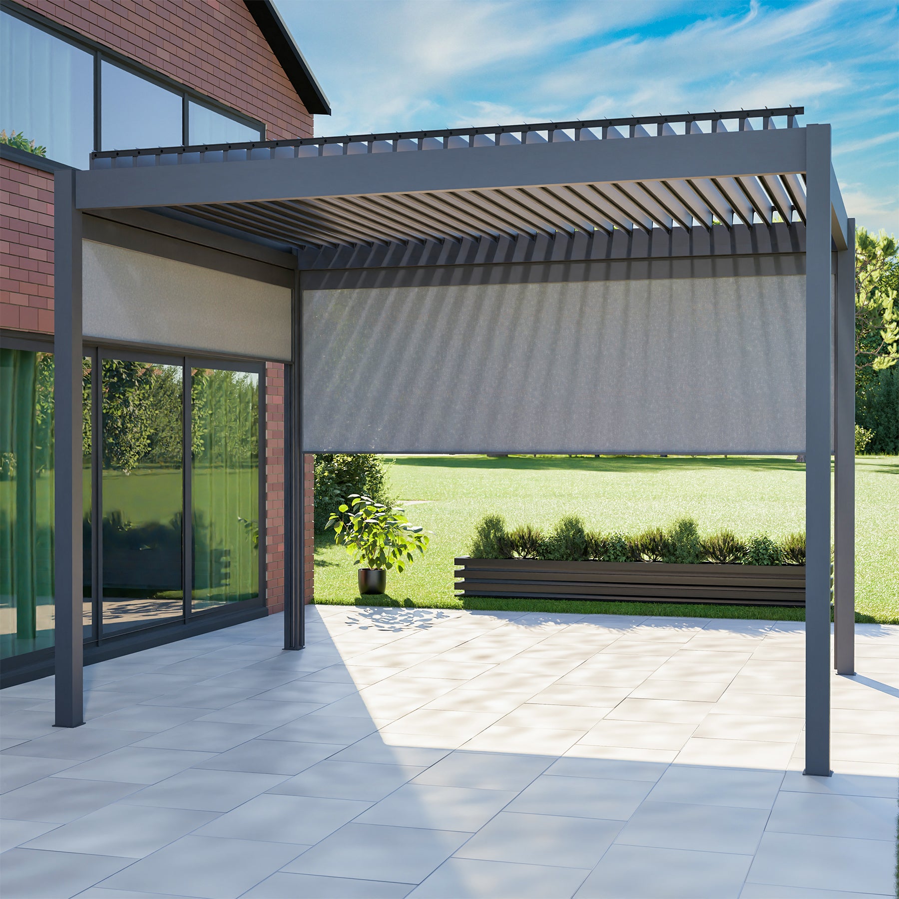 Anthracite Grey Aluminium Garden Pergolas - Garden Trends