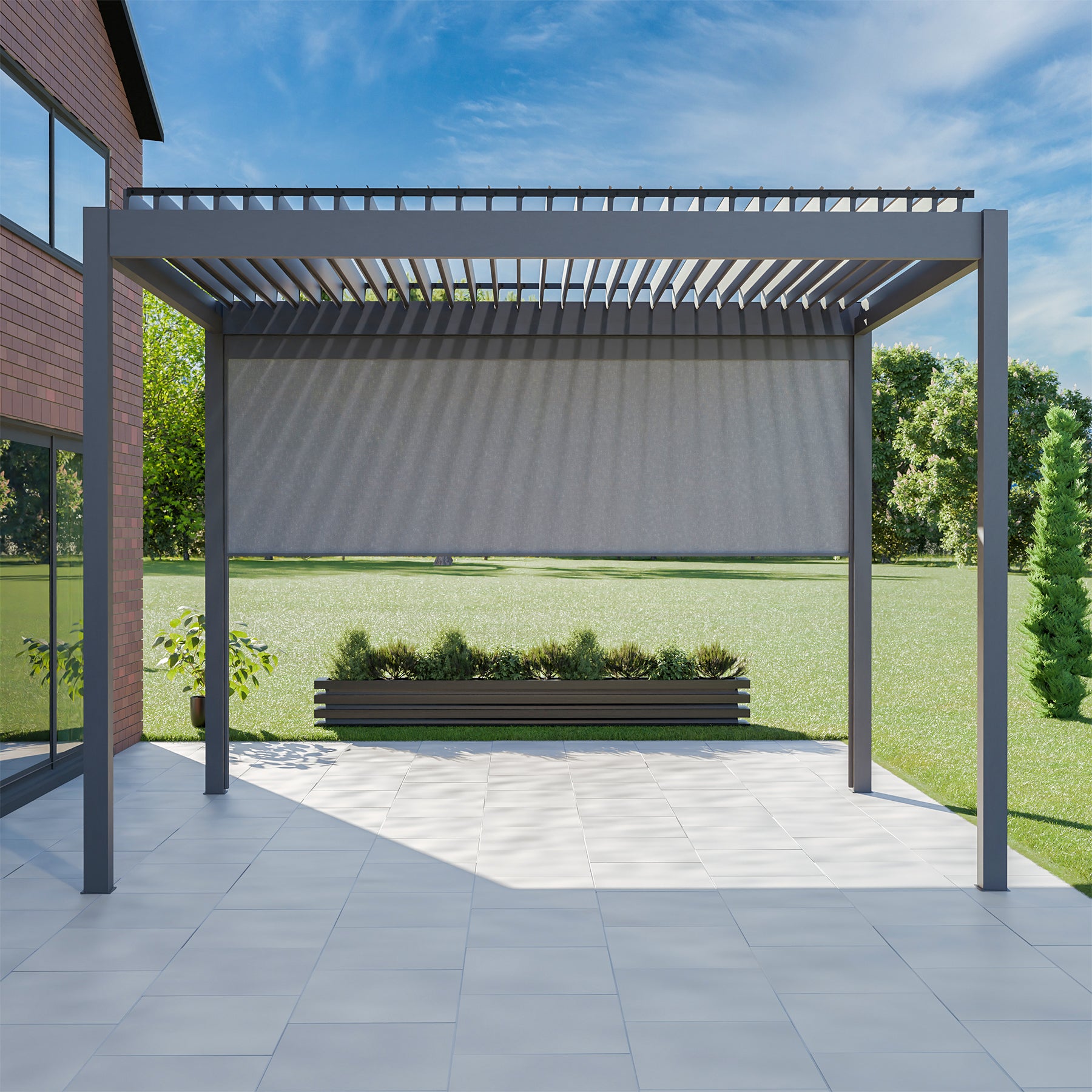 Anthracite Grey Aluminium Garden Pergolas - Garden Trends