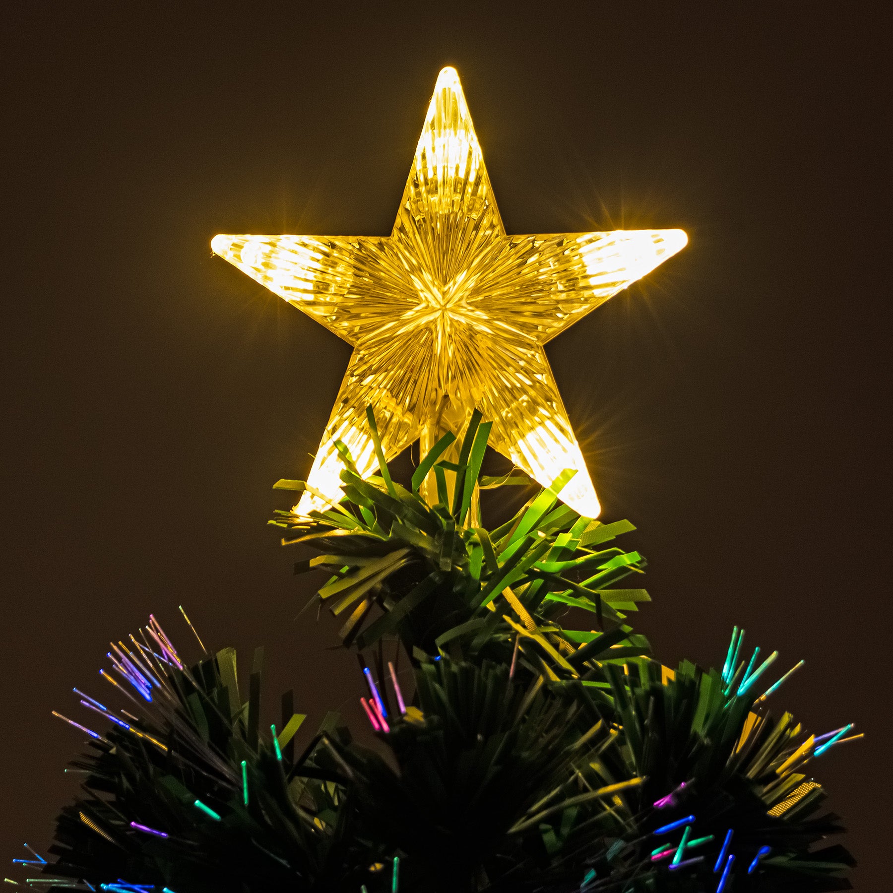 2ft - 7ft Green Fibre Optic Christmas Tree with Multi Coloured Fibre ...