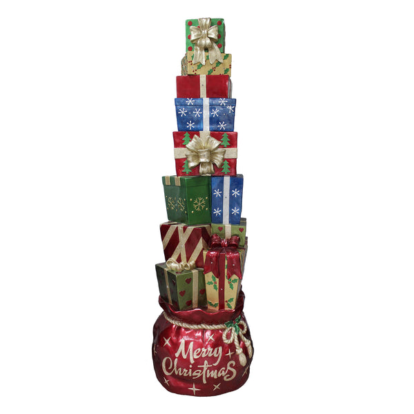 6ft Multi-Coloured Christmas Present Stack with LED Lights - Garden Trends