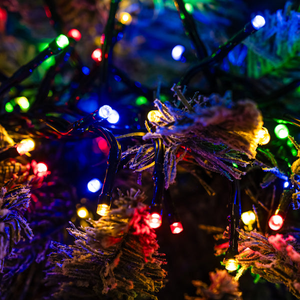 Multi-Coloured Multi-Function Christmas Cluster Lights with Green Cabl ...