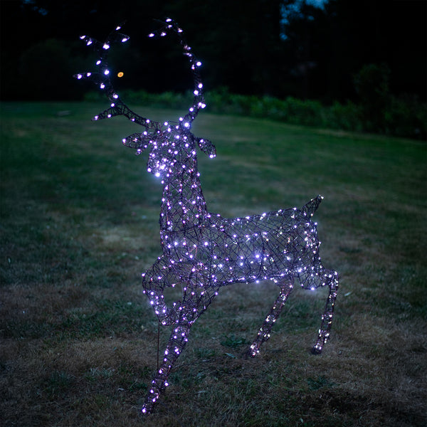 Christmas Reindeer Light - 1.4M Brown Wicker Outdoor Light Up Stag wit ...