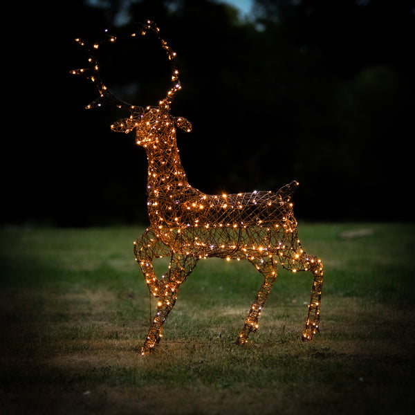 Christmas Reindeer Light - 1.4M Brown Wicker Outdoor Light Up Stag wit ...