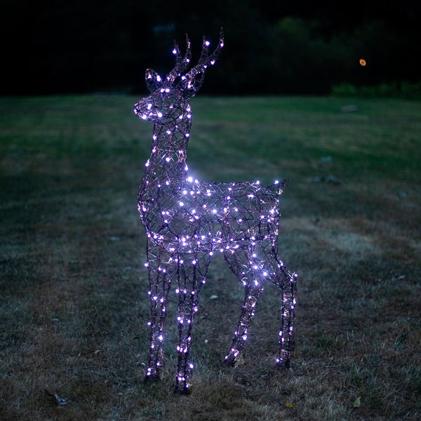 Christmas Reindeer Light - 1.2M Brown Wicker Outdoor Light Up Stag wit ...