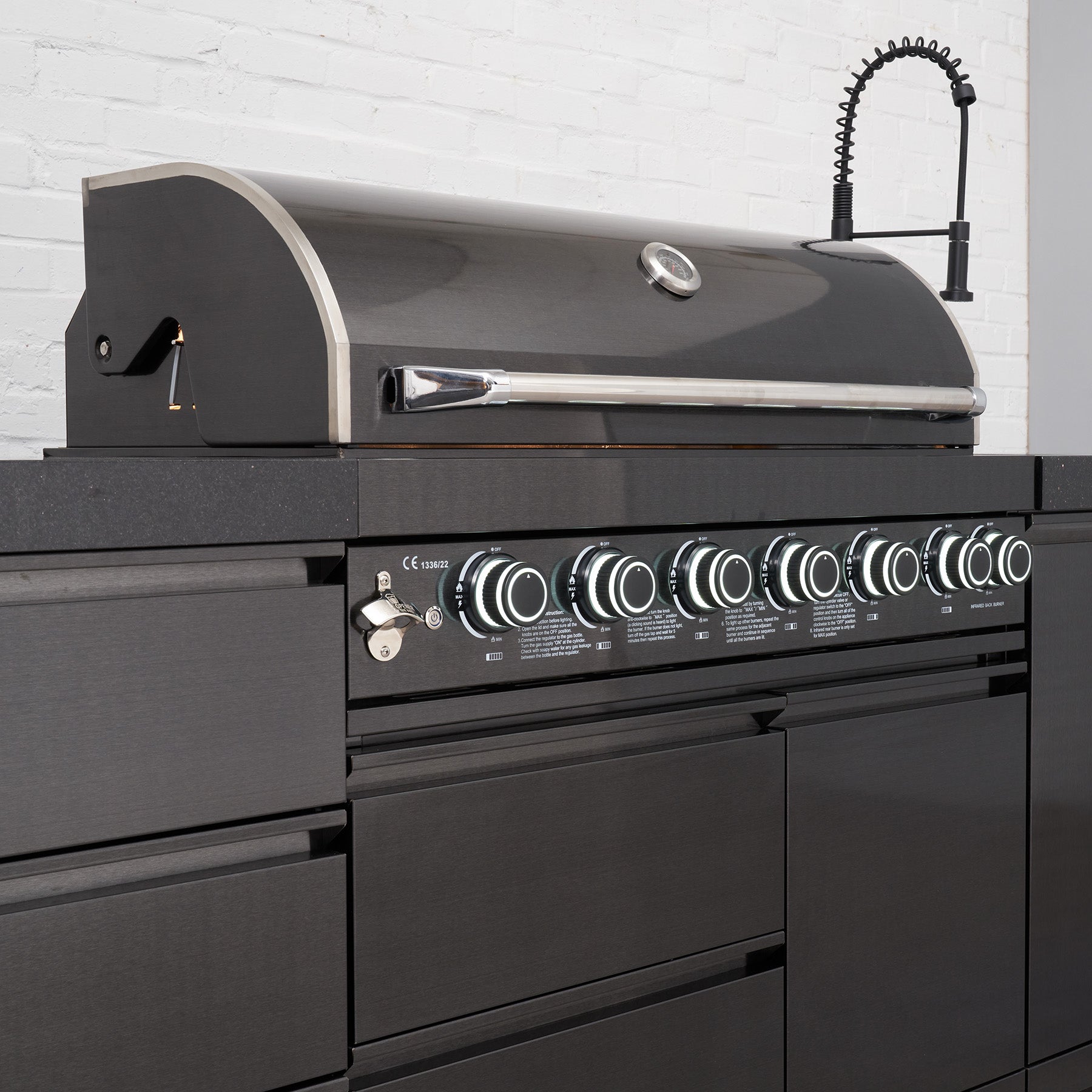 Draco Grills 6 Burner BBQ Black Stainless Steel Modular Outdoor Kitche ...