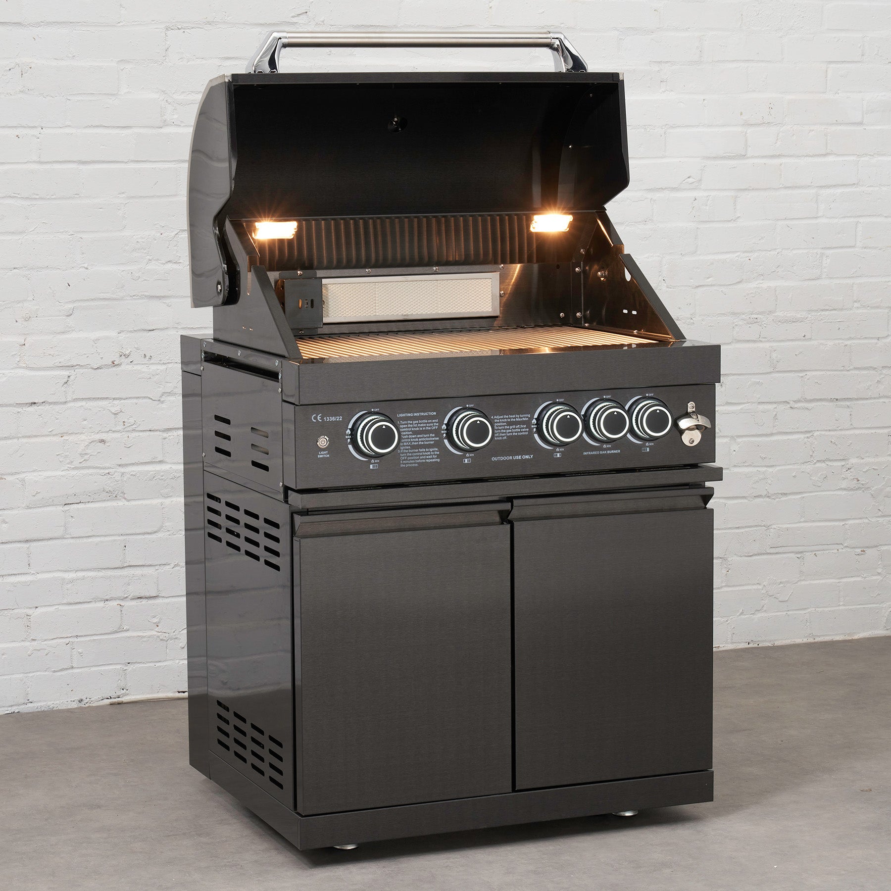 Draco Grills 4 Burner BBQ Black Stainless Steel Modular Outdoor Kitche ...