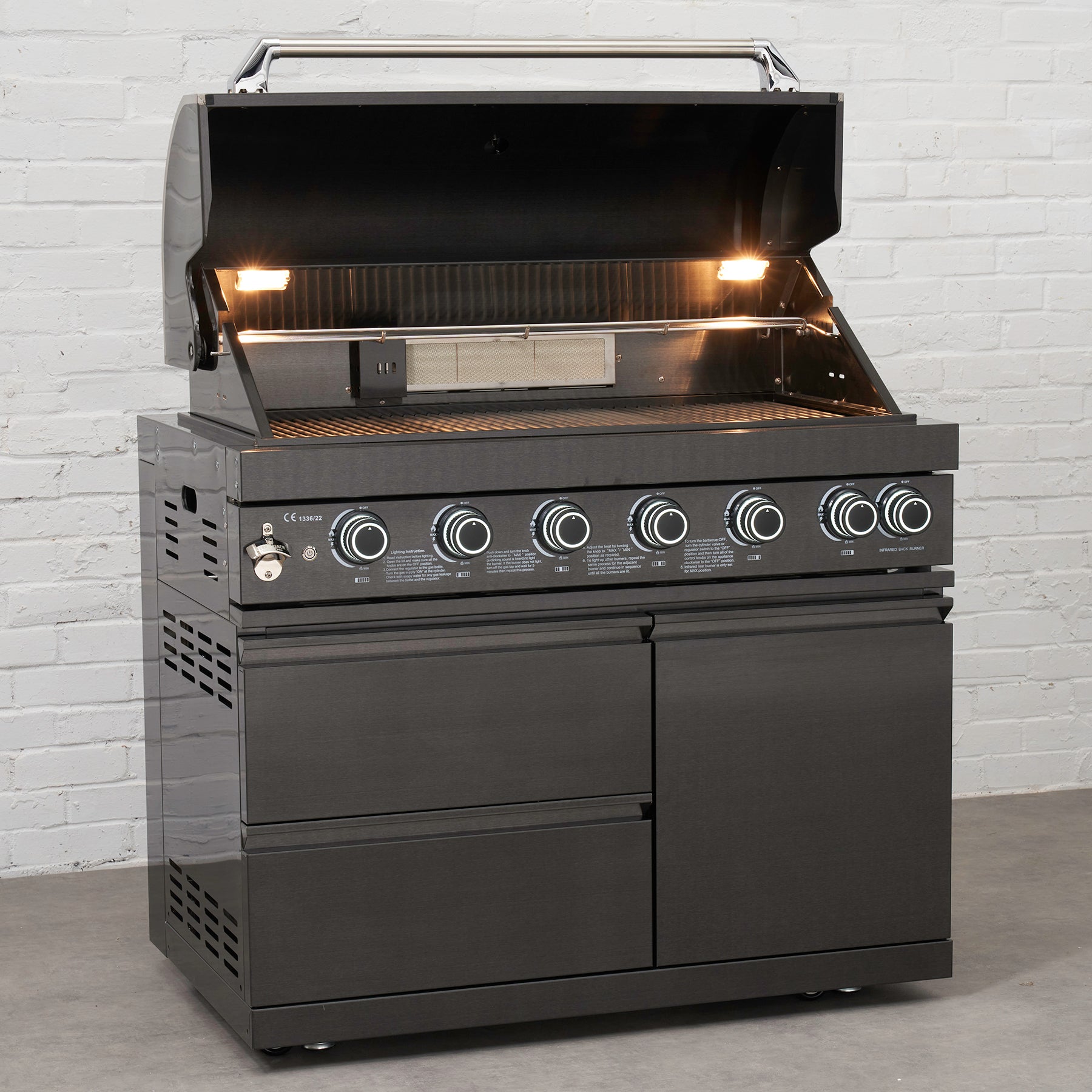 Draco Grills 6 Burner BBQ Black Stainless Steel Modular Outdoor Kitche ...