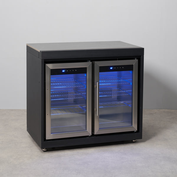 Draco Grills Fusion Outdoor Black Double Fridge Cabinet with Sintered ...