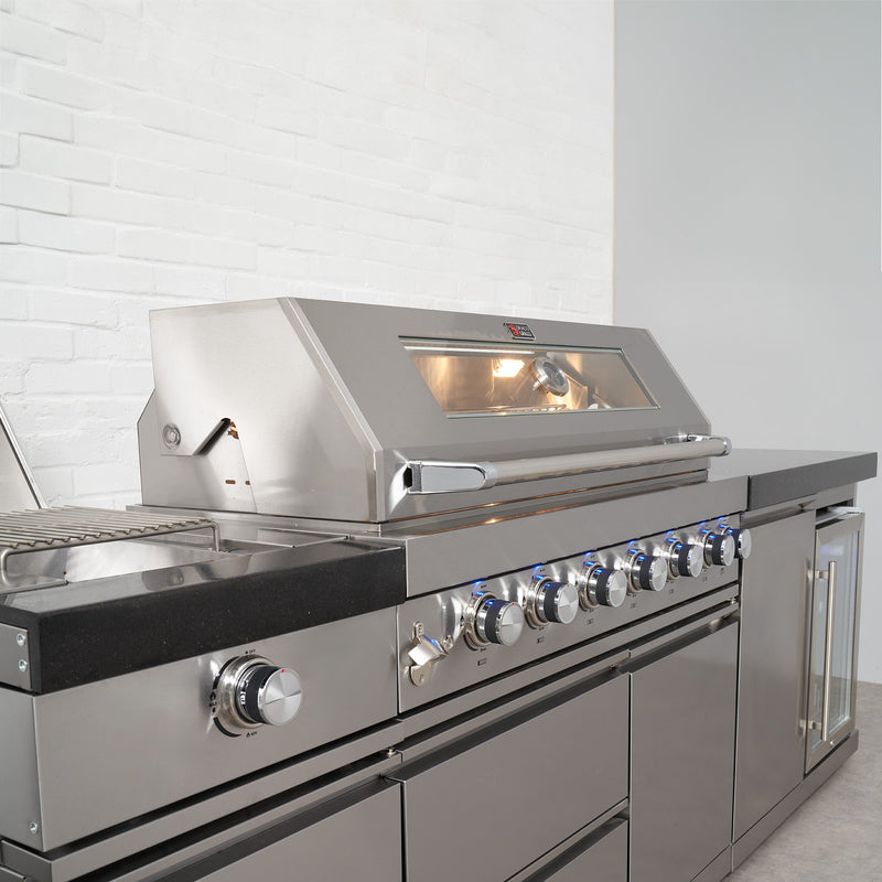 Draco Grills 6 Burner BBQ Modular Outdoor Kitchen with Sear Station an ...