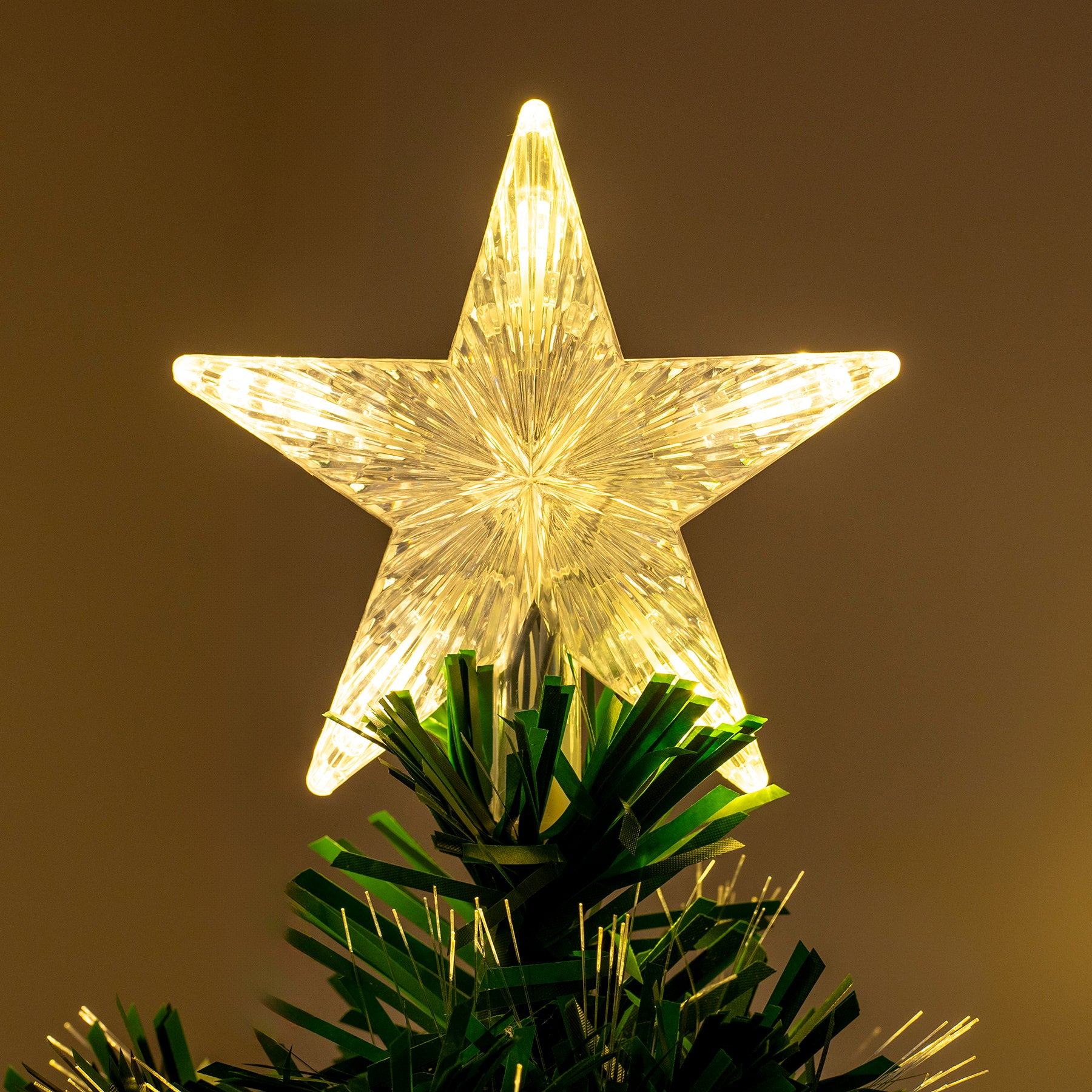 2ft - 6ft Green Fibre Optic Christmas Tree with LED Lights & Stars ...