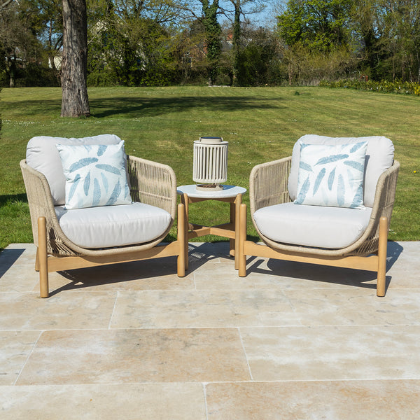 Bracken Outdoors Hampton Acacia Wood and Rope Duo Lounge Chair and Sid ...