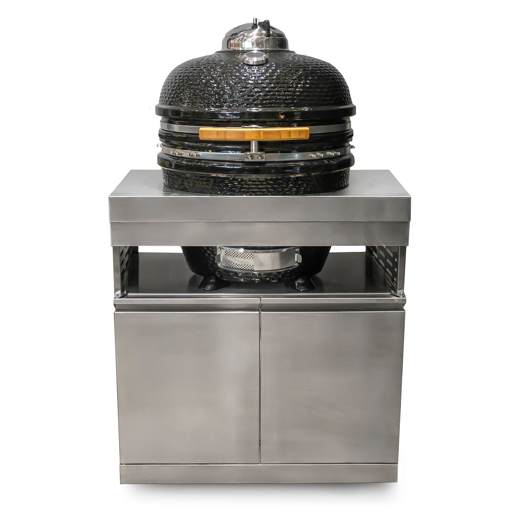 Draco Grills Outdoor Kitchen Stainless Steel Black Kamado Egg BBQ Unit ...