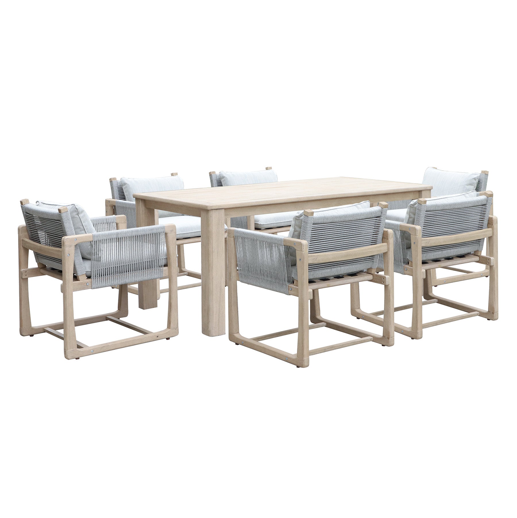 Bracken Outdoors Burford Acacia Wood and Rope Rectangular 6 Seat Dinin ...