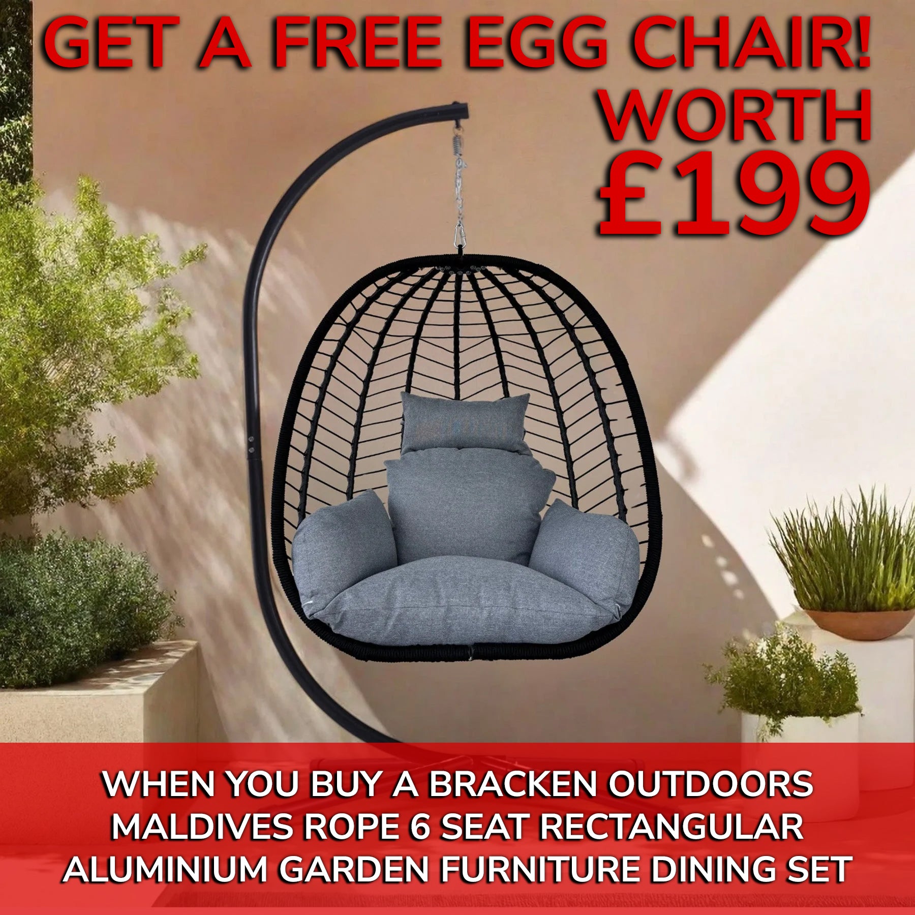 Bracken Outdoors Maldives Rope 6 Seat Rectangular Aluminium Garden Fur ...