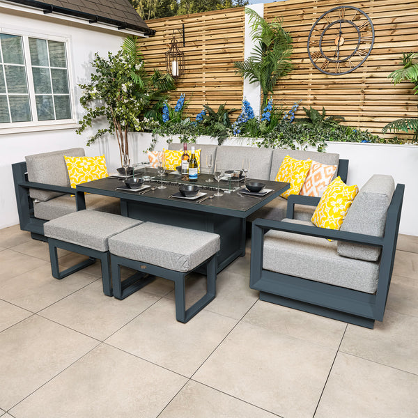 Bracken Outdoors Panama Anthracite Aluminium Lounge Sofa & Fire Pit ...