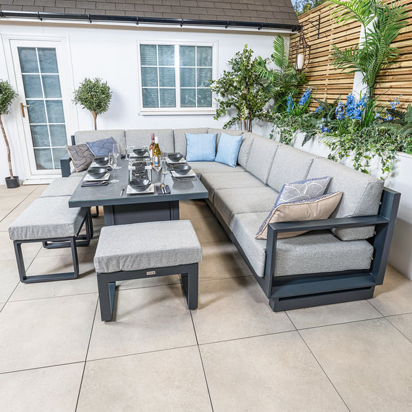 Bracken Outdoors Panama Anthracite Aluminium Corner Sofa & Firepit ...