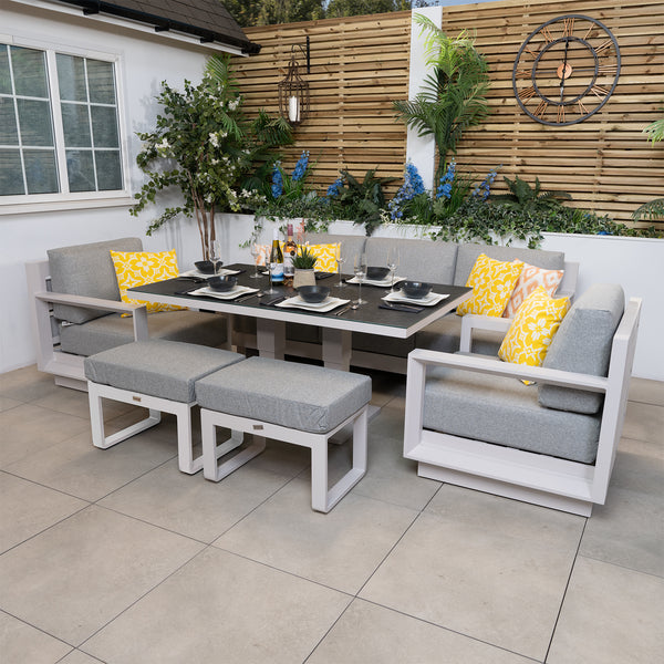 Bracken Outdoors Panama Warm Grey Aluminium Lounge Sofa & Rising Table ...