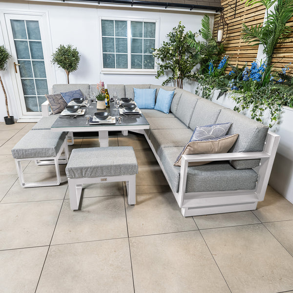 Bracken Outdoors Panama Warm Grey Aluminium Corner Sofa & Rising Table ...