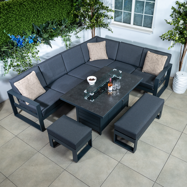 Bracken Outdoors Portland Aluminium Corner Sofa & Fire Pit Table ...