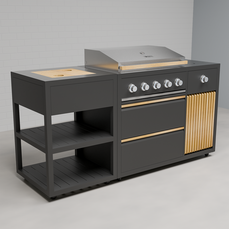 Draco Grills Scandic Line Modular Outdoor Kitchen with 5 Burner BBQ an ...