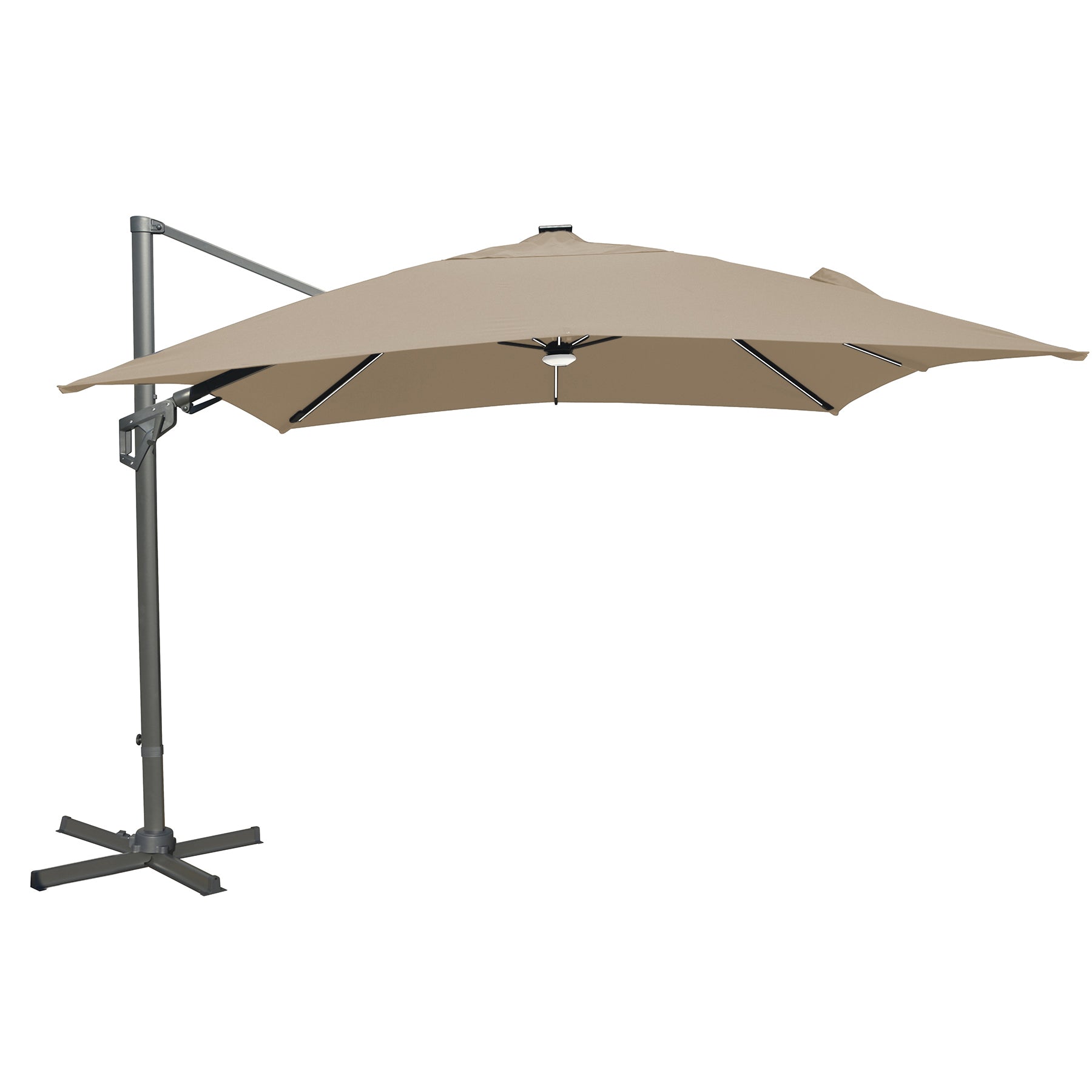 Bracken Outdoors Napoli Sand 3m x 3m Square Cantilever Parasol With LE ...