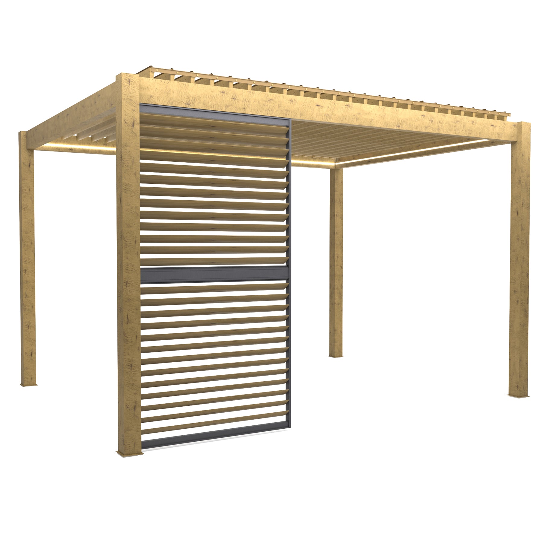 Bracken Outdoors Wood Effect Louvre Shutters Fixed Panel for 4m Garden ...