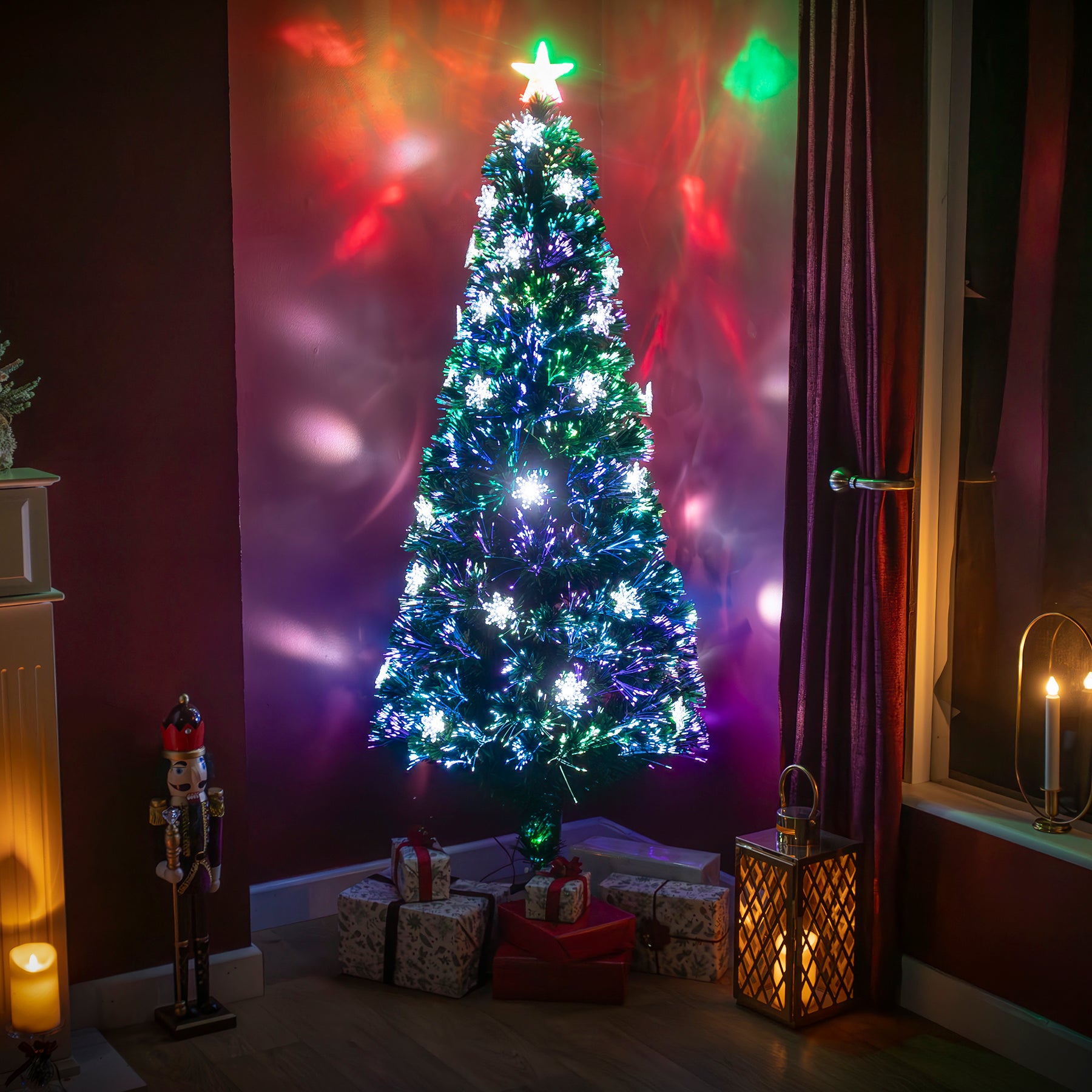 2ft - 6ft Green Fibre Optic Christmas Tree with Multi Fibre Optics ...