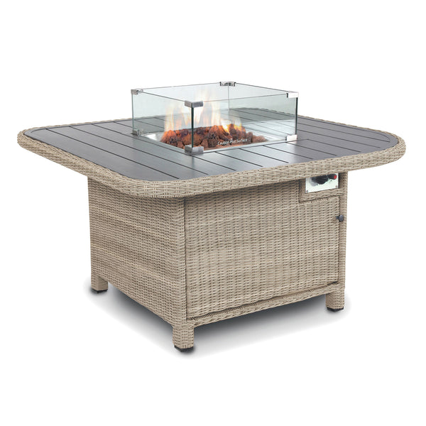 Kettler Palma Grande Oyster Wicker Fire Pit Table Aluminium Slat Top ...