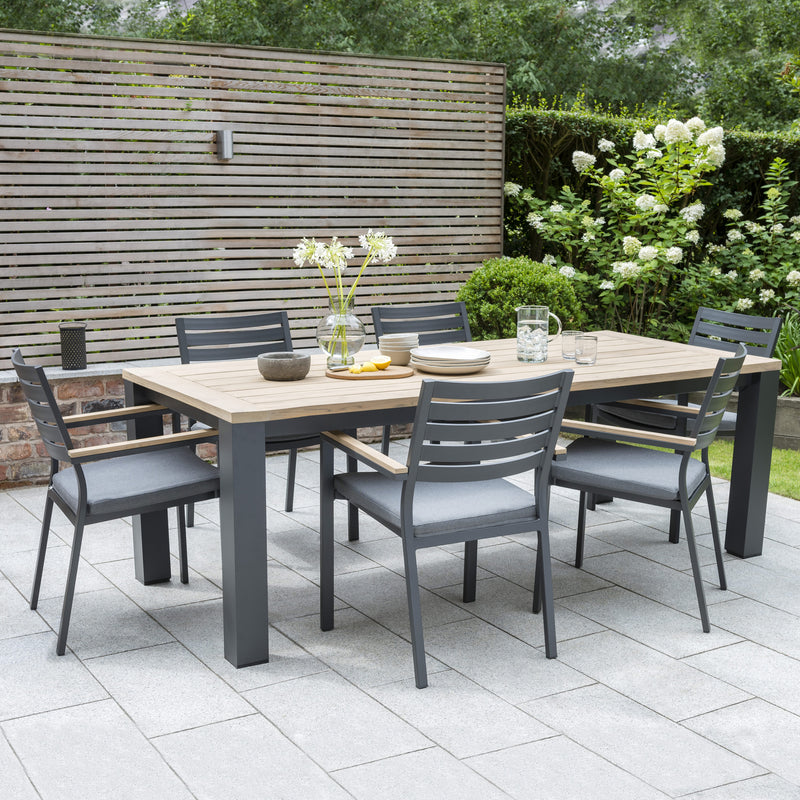 Kettler Elba Signature Teak and Aluminium 6 Seat Rectangular Dining Se ...