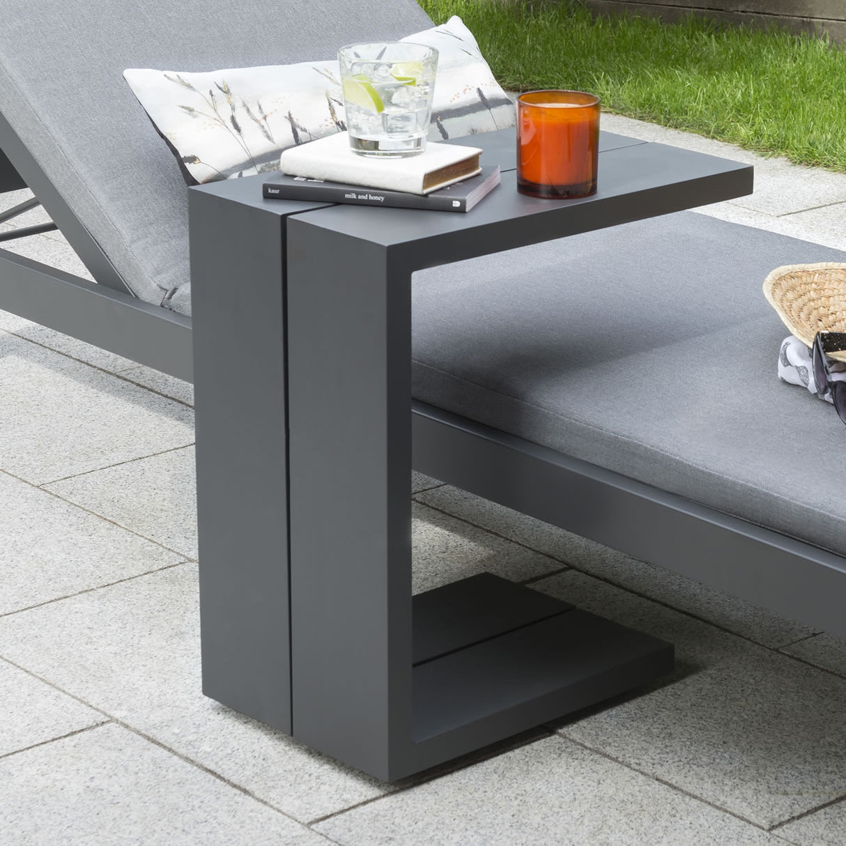 Kettler Elba Aluminium Garden Side Table Anthracite - Garden Trends