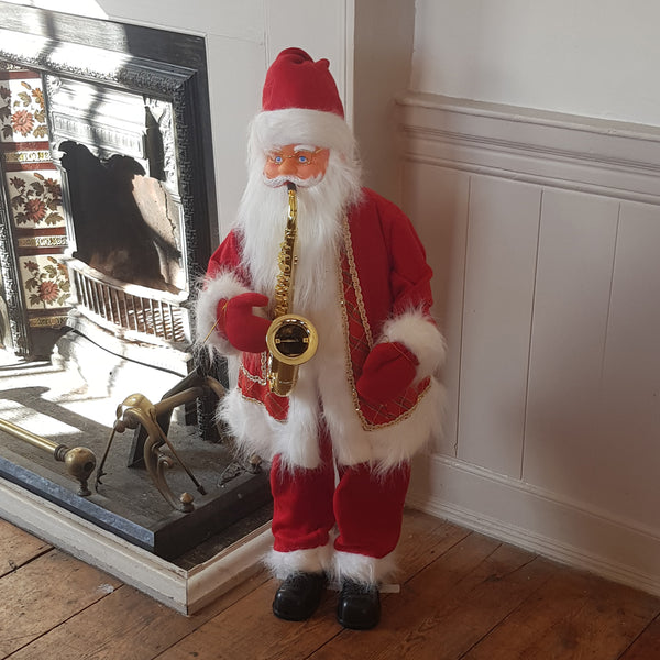 1m Traditional Musical Animated Santa Father Christmas Figure with Sax ...