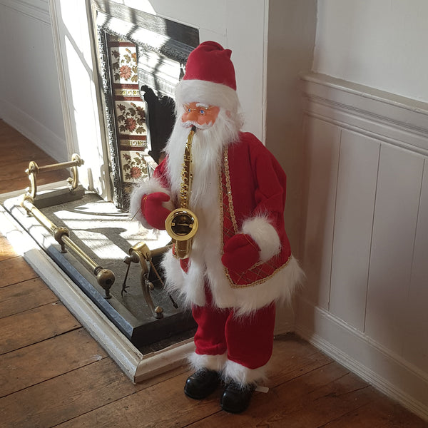 1m Traditional Musical Animated Santa Father Christmas Figure with Sax ...
