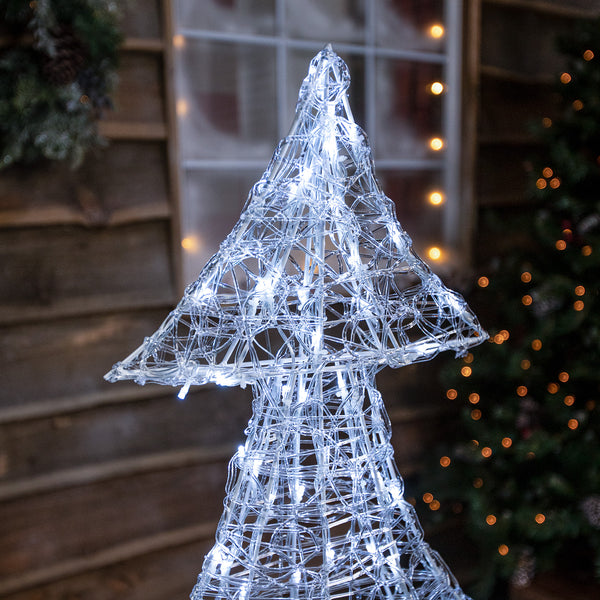 1.5M Acrylic Outdoor Light Up Christmas Tree with 160 Twinkling LEDS ...