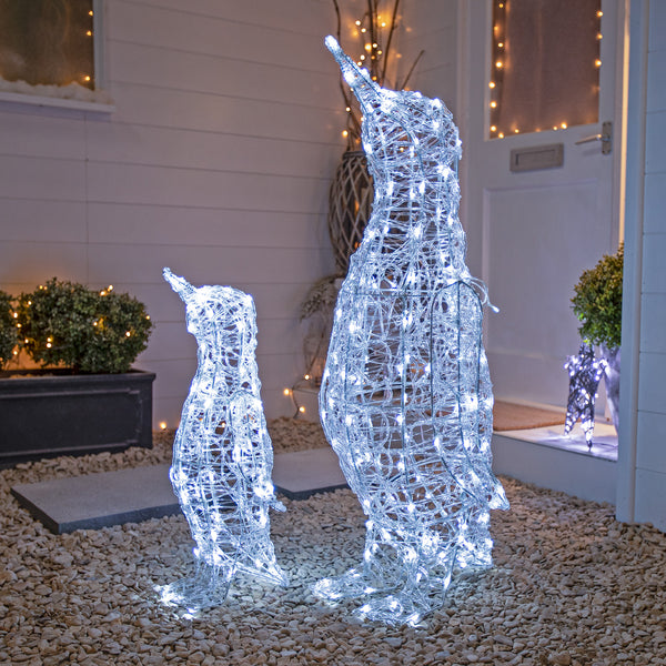 Acrylic Outdoor Light Up Stargazing Christmas Penguin Duo Set - Garden ...