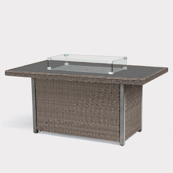 Kettler Palma Rattan Fire Pit Table With Aluminium Slat Top - Garden Trends
