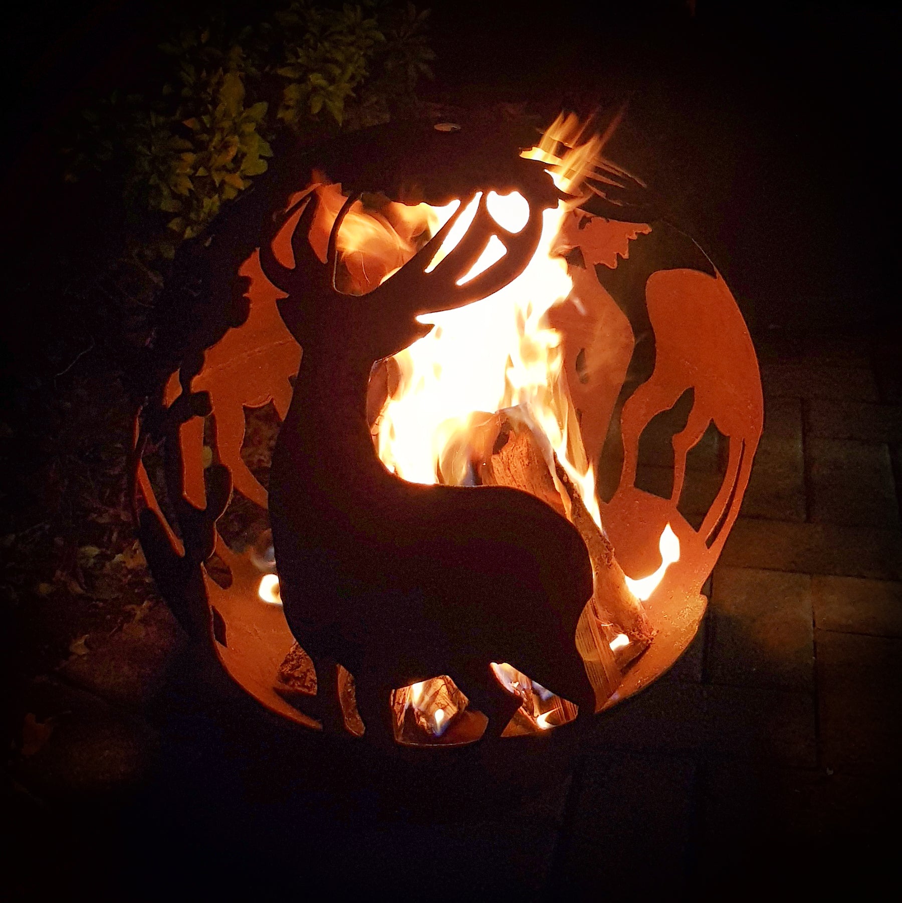 Garden Fire Ball 50cm Stag Design with Rust Finish - Garden Trends